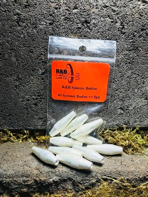 WHITE SILVER R&B TORPEDO SPINNER BODIES – R & B Lures
