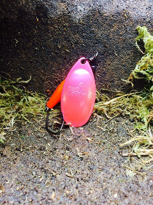 R&B #4 Candy Pink Blade on Fluorescent Red Body – R & B Lures