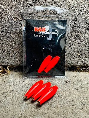 FLUORESCENT ROCKET RED R&B TORPEDO SPINNER BODIES – R & B Lures